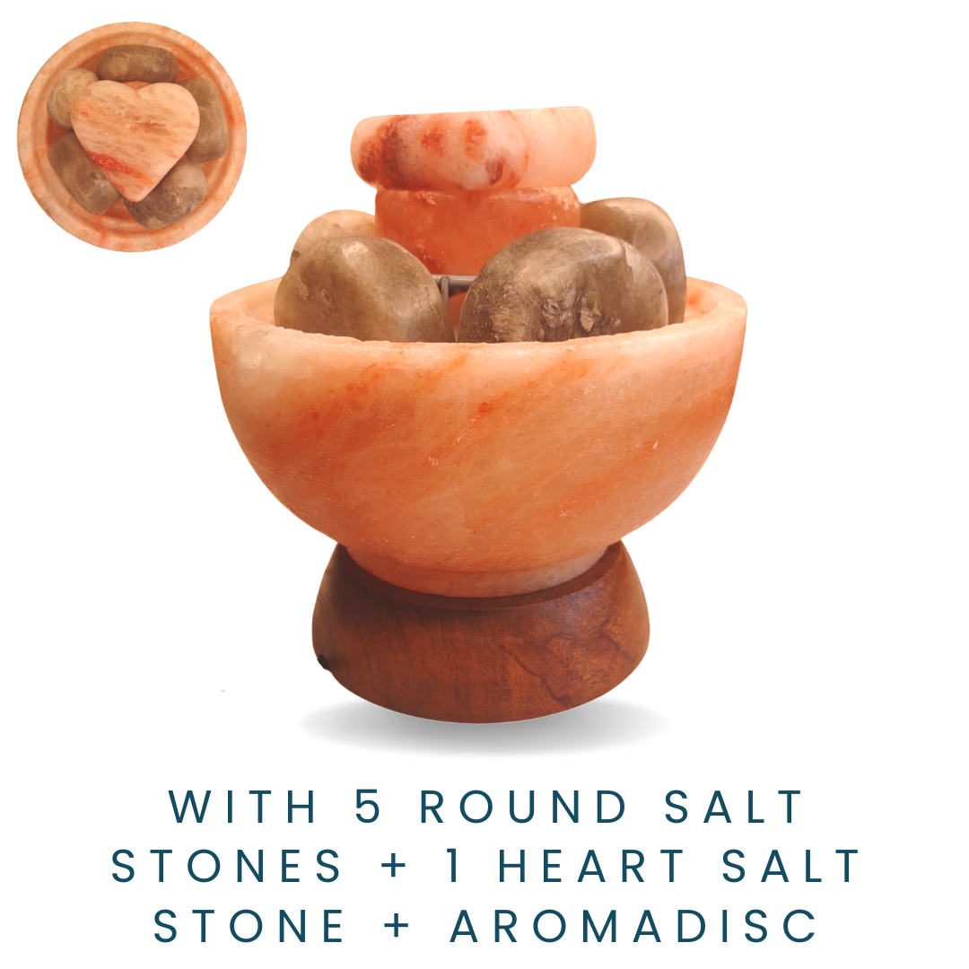 Himalayan PINK Salt Bowl with 5 Professional GRAY Salt Stones + Heart ...
